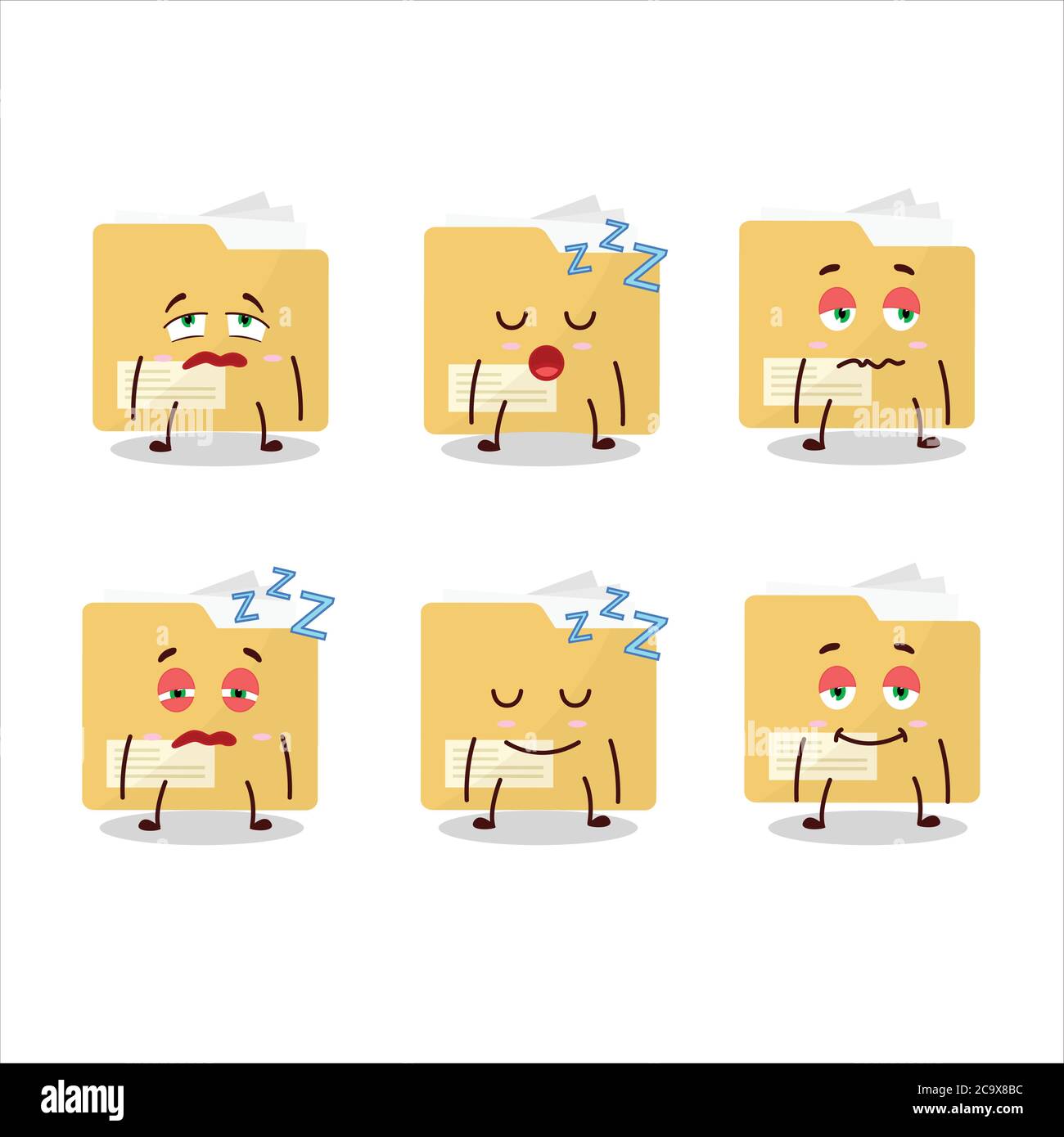 Cartoon character of file folder with sleepy expression Stock Vector ...