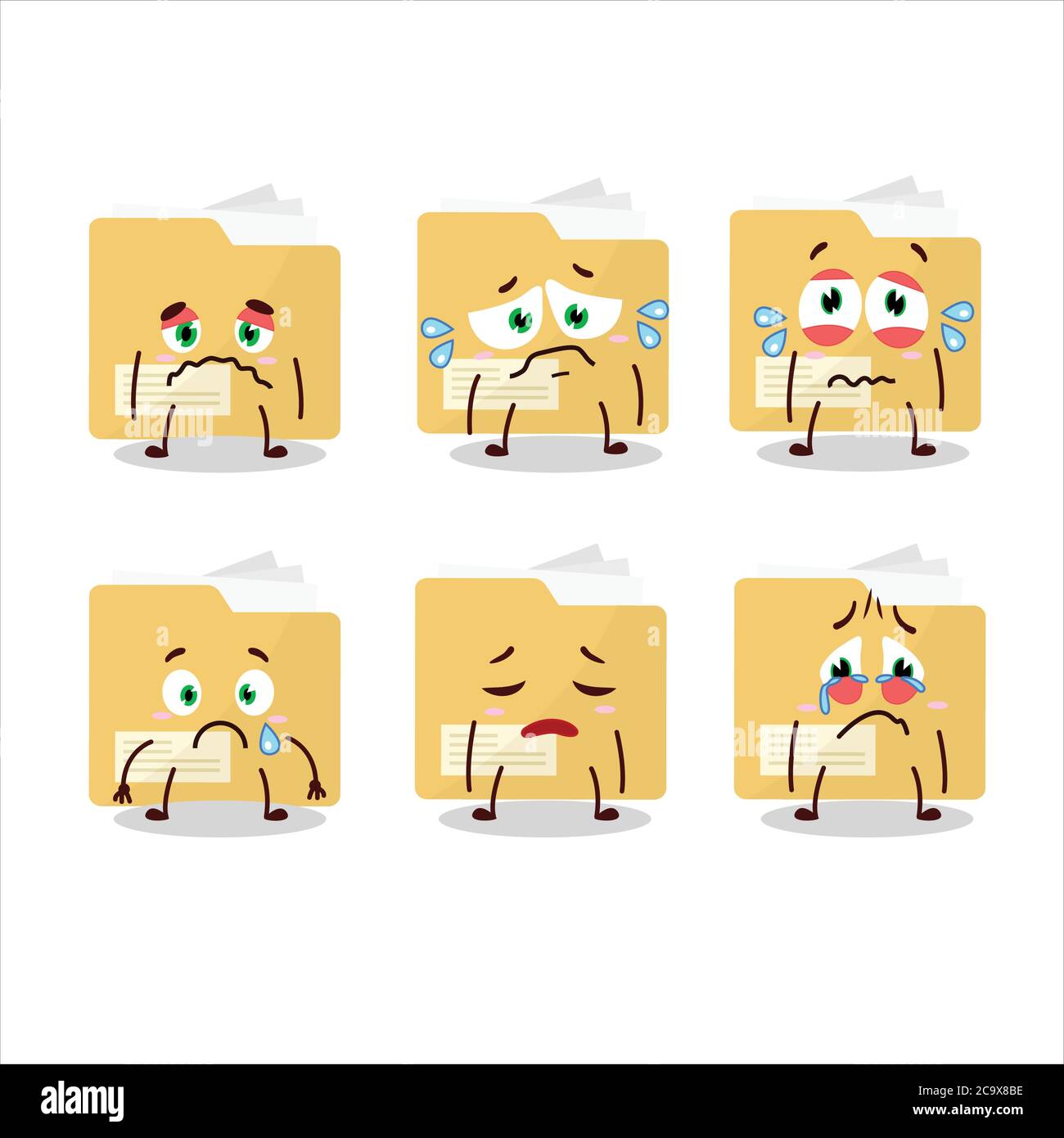 File folder cartoon character with sad expression Stock Vector Image ...