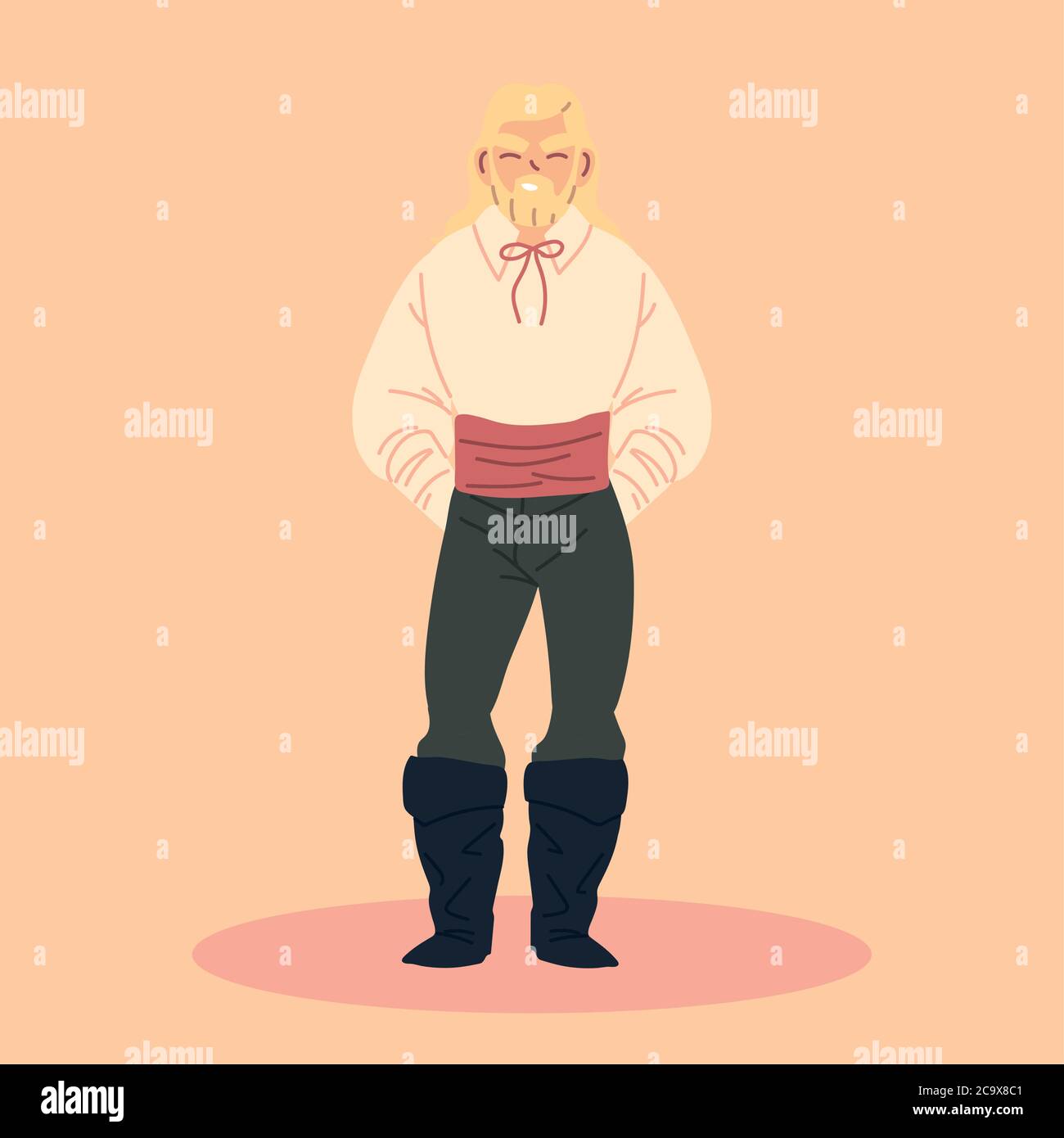 man medieval peasant character, medieval era vector illustration design ...