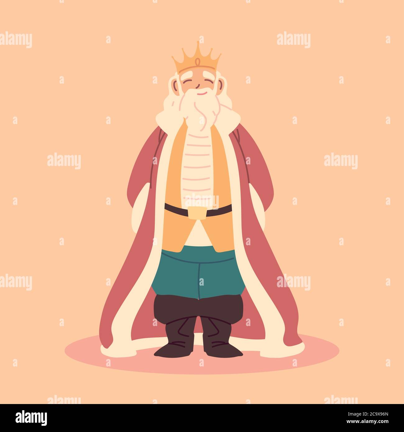 king, fat man with crown and royal robes, monarch vector illustration ...