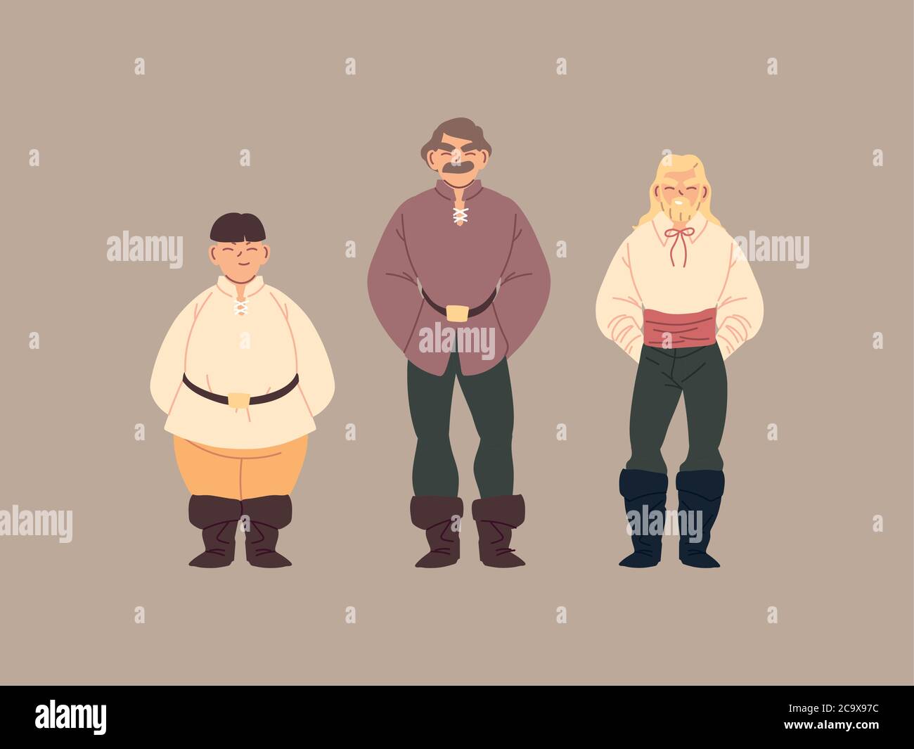 set of men medieval peasant vector illustration design Stock Vector ...