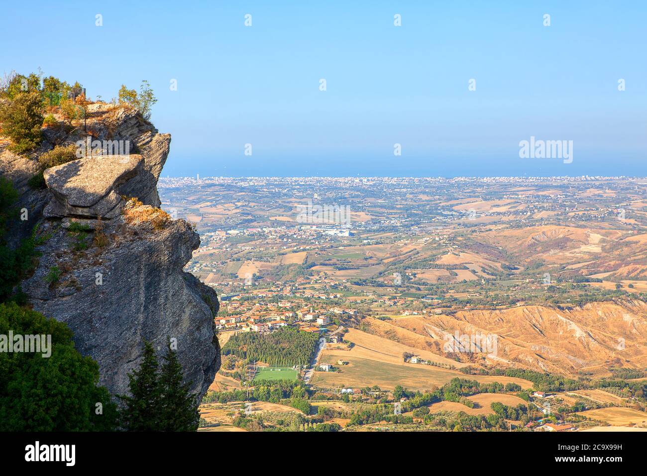 Landscape of San Marino , aerial view from the Monte Titano Stock Photo ...