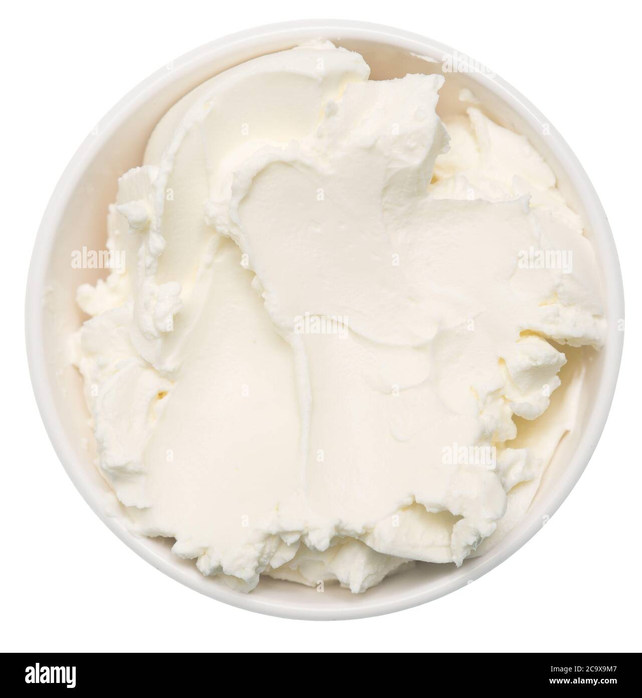 Cream in bowl isolated on white background Stock Photo - Alamy