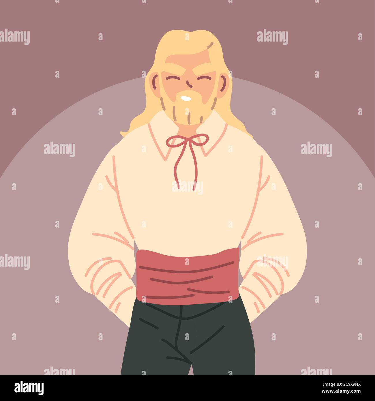 man medieval peasant character, medieval era vector illustration design ...