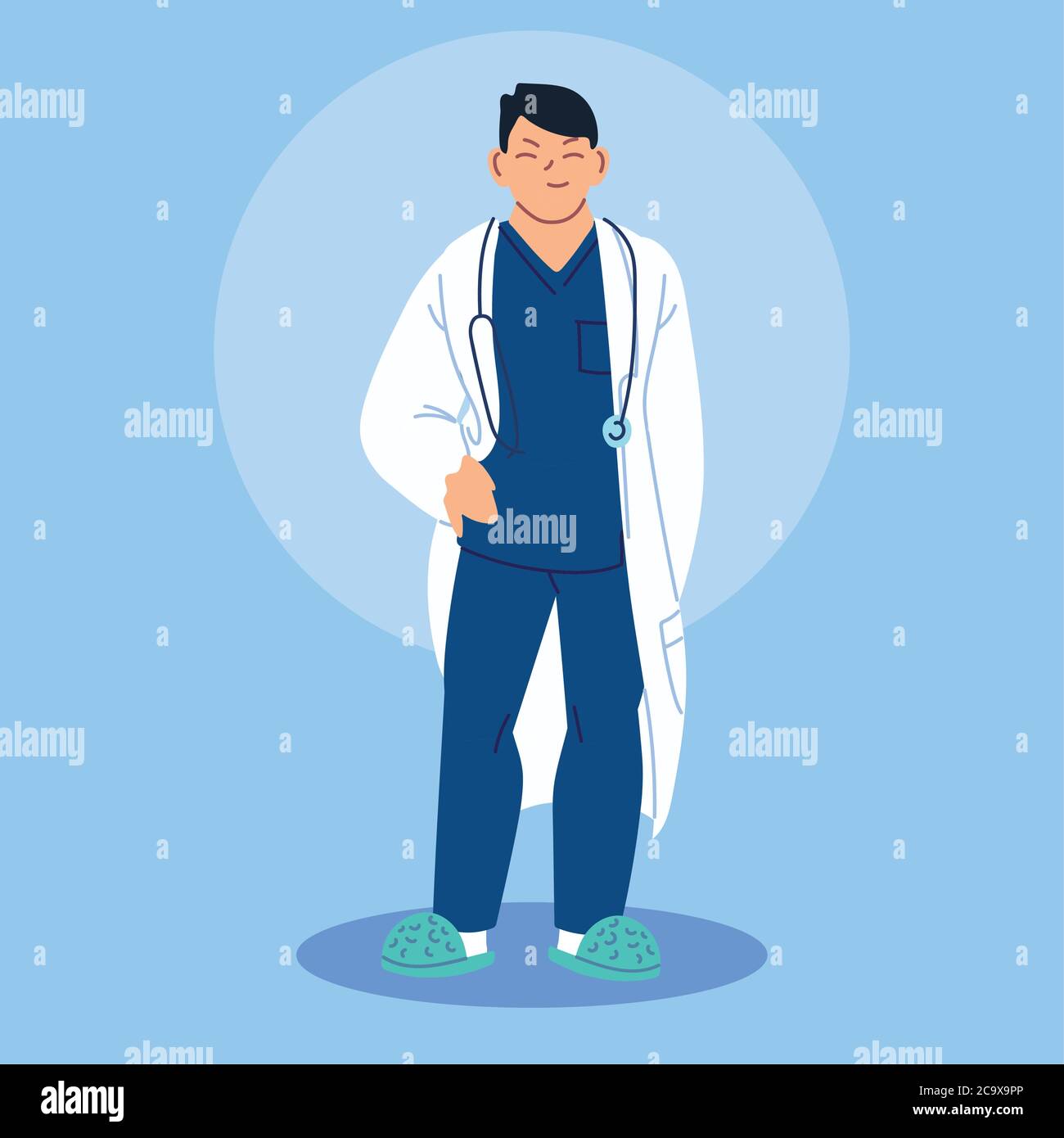 doctor standing with medical gown vector illustration design Stock ...