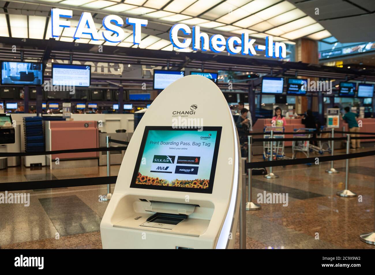 31.01.2020, Singapore, Republic of Singapore, Asia - Fast check-in area ...