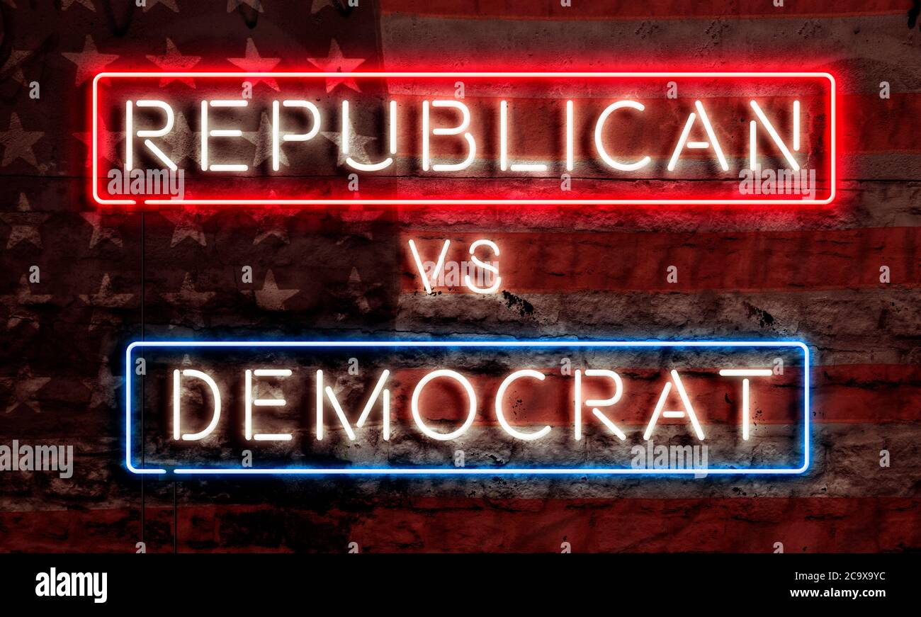 Presidential Election Political Graphic Art Neon Sign Republican vs ...