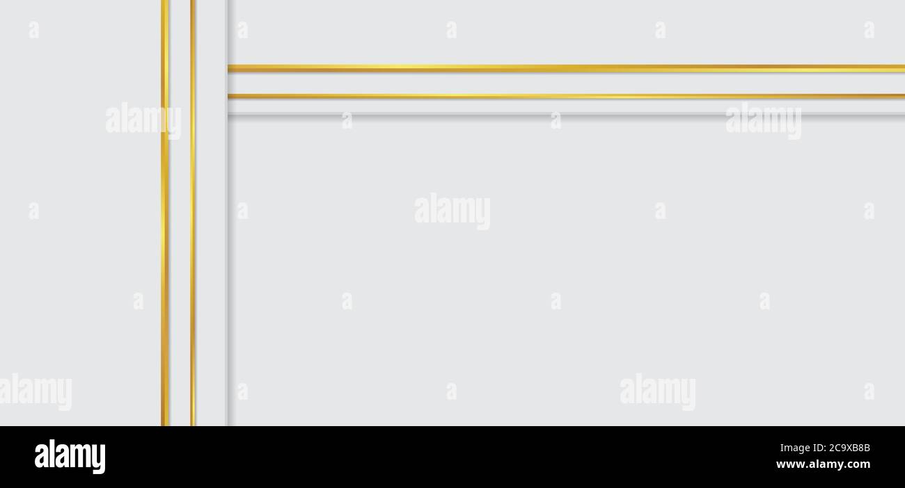 Abstract white frame overlap layer desgin gold metallic line with space ...