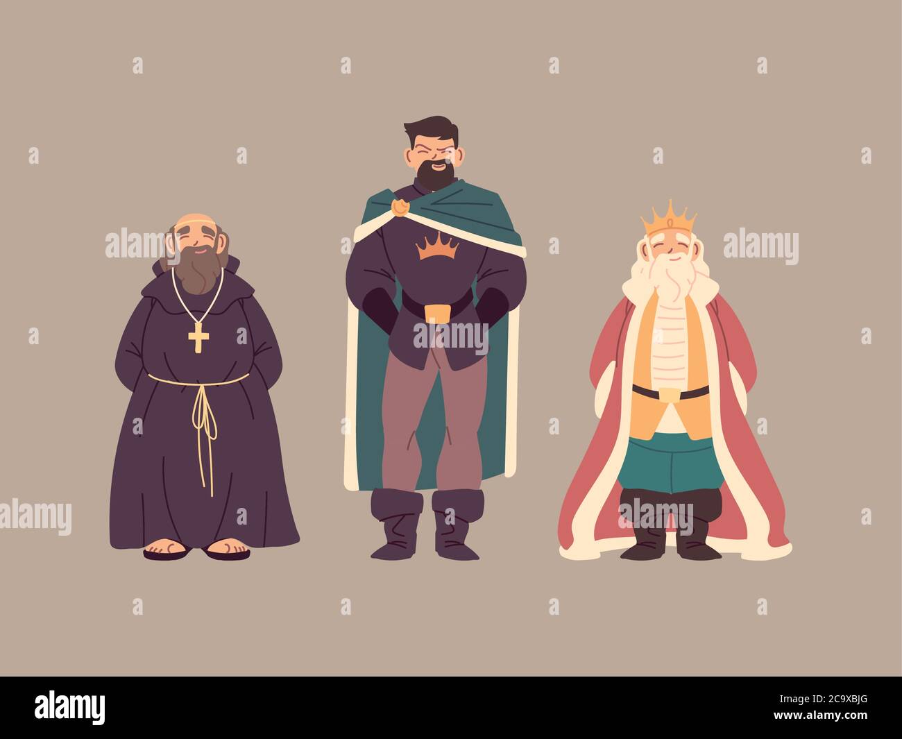 kings with crown and royal robes vector illustration design Stock ...