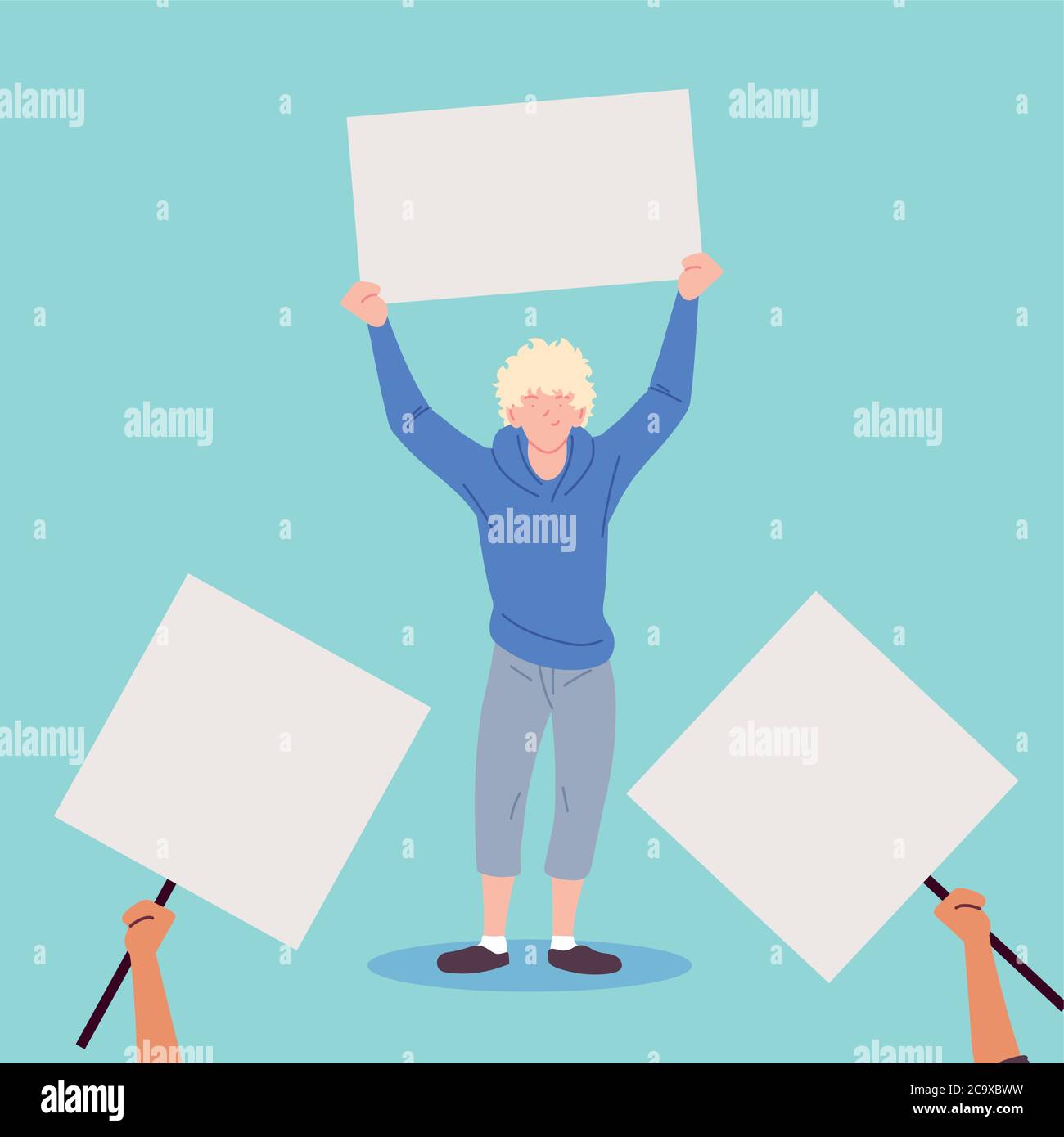 man with a white sign for your text, symbol of protest vector ...