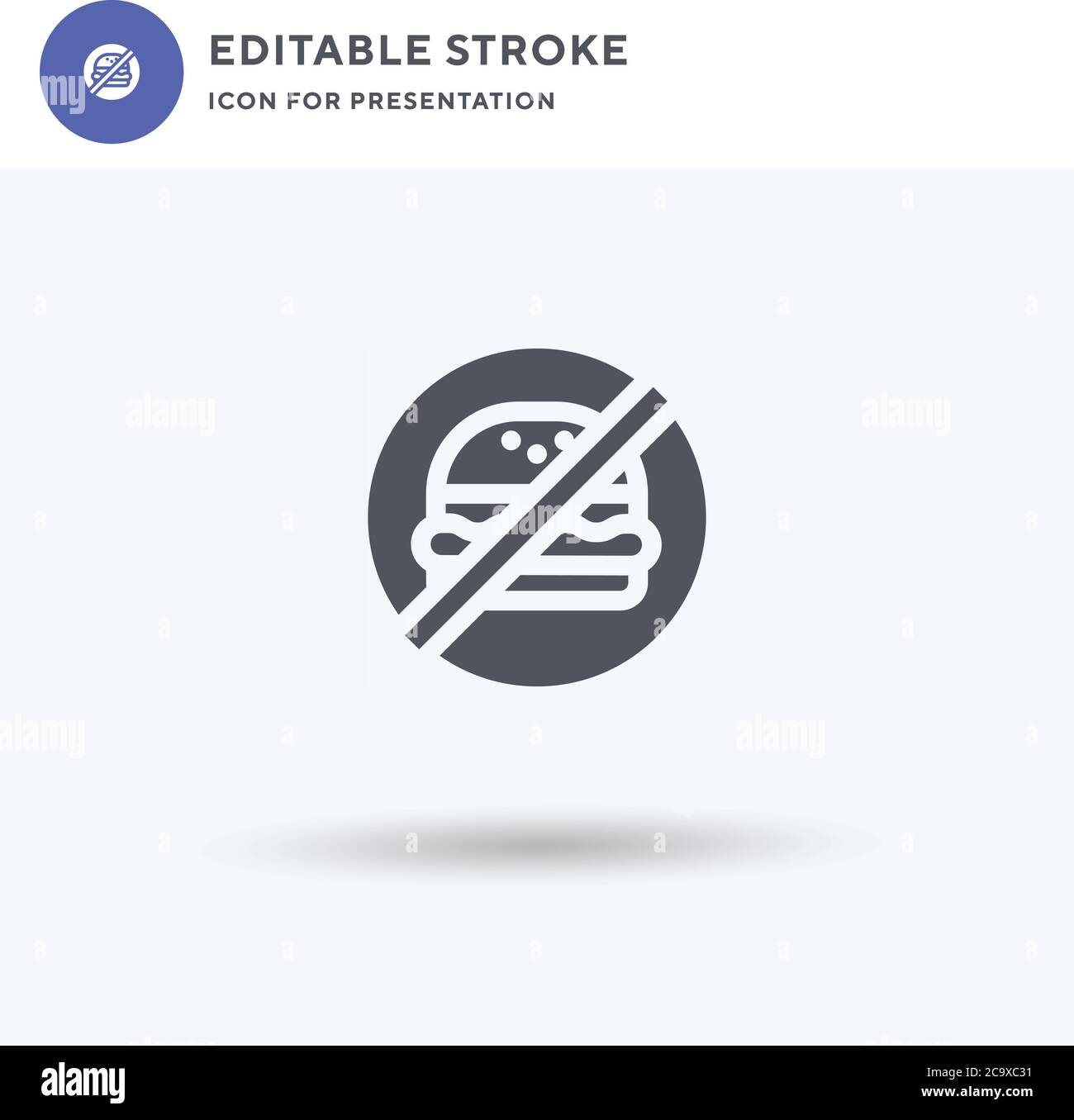 No Fast Food icon vector, filled flat sign, solid pictogram isolated on ...