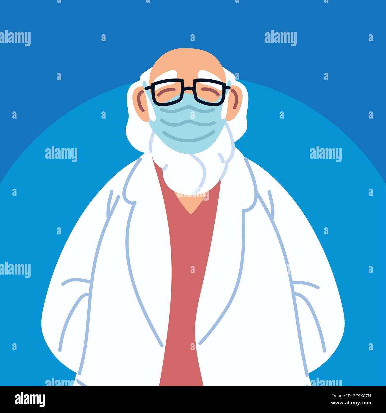 doctor standing wearing face mask vector illustration design Stock ...
