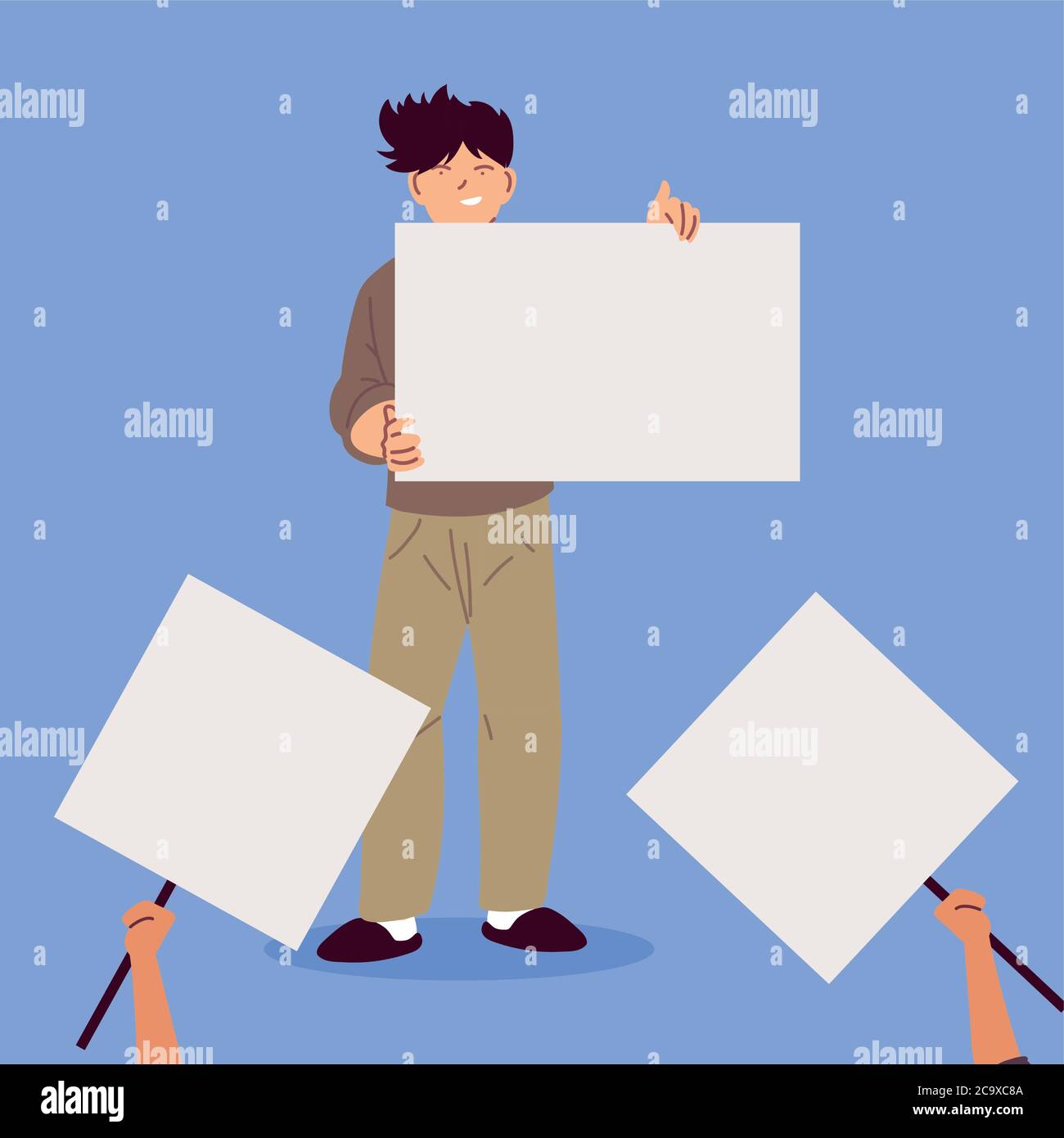 man with a white sign for your text, symbol of protest vector ...