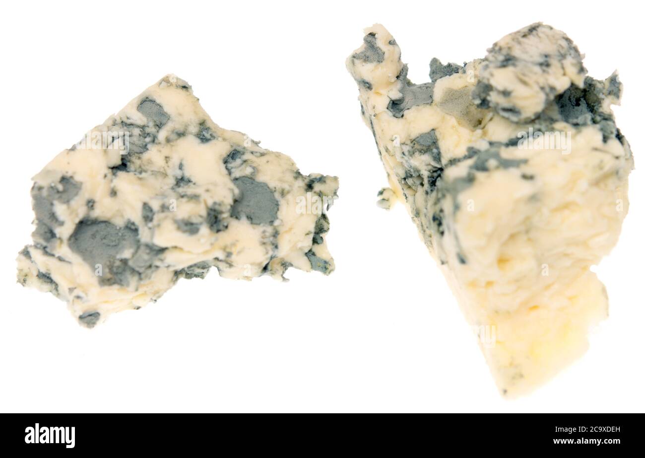 Blue cheese isolated on white background Stock Photo - Alamy