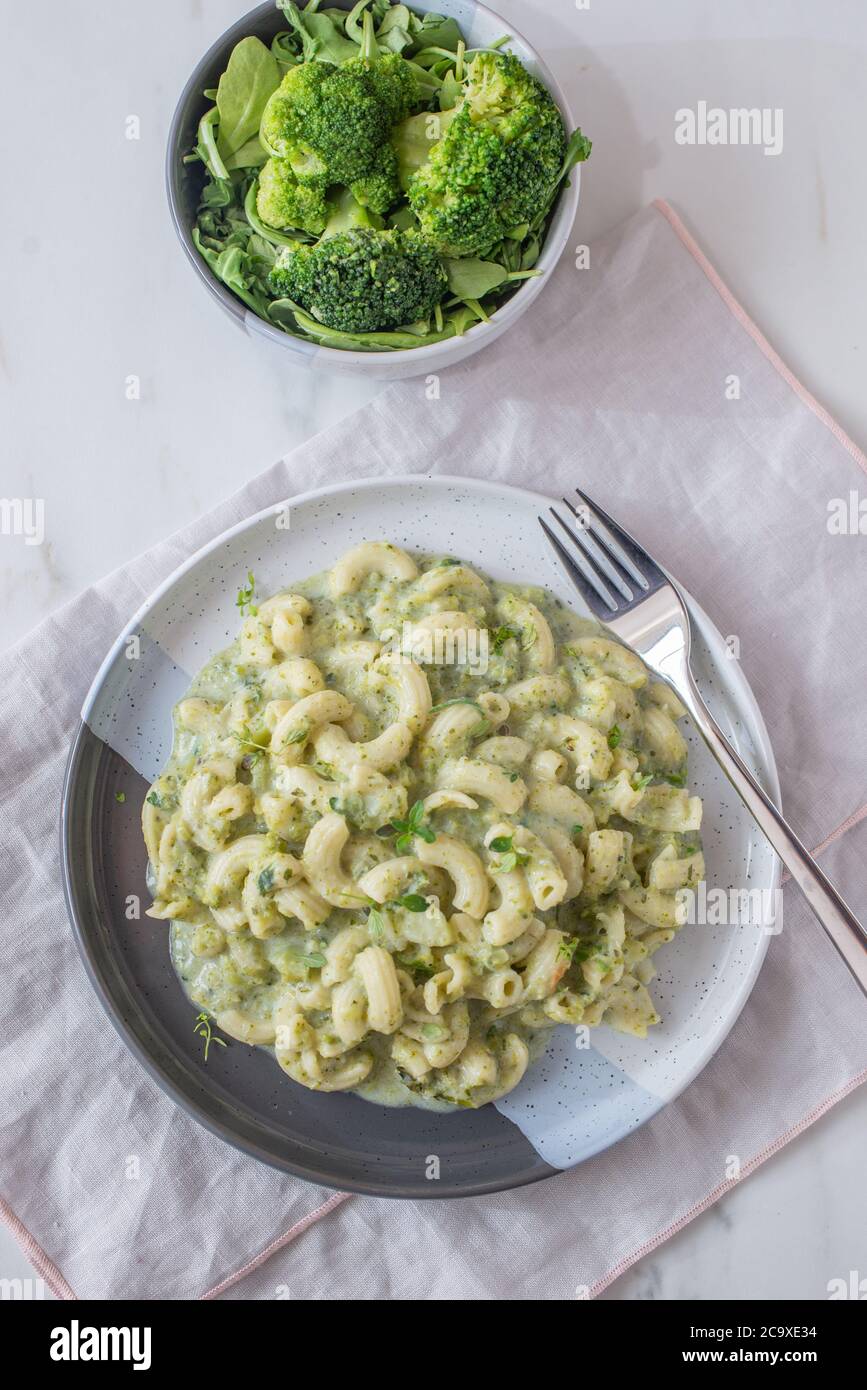 Vegan fusilli pasta salad with broccoli Stock Photo - Alamy