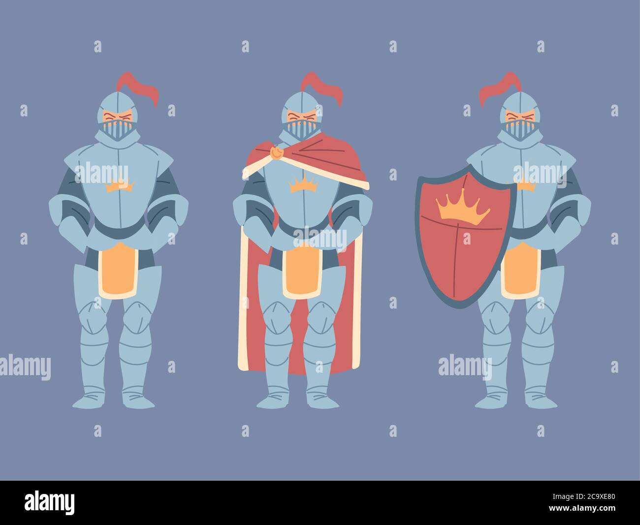 set of medieval knights in armor vector illustration design Stock ...