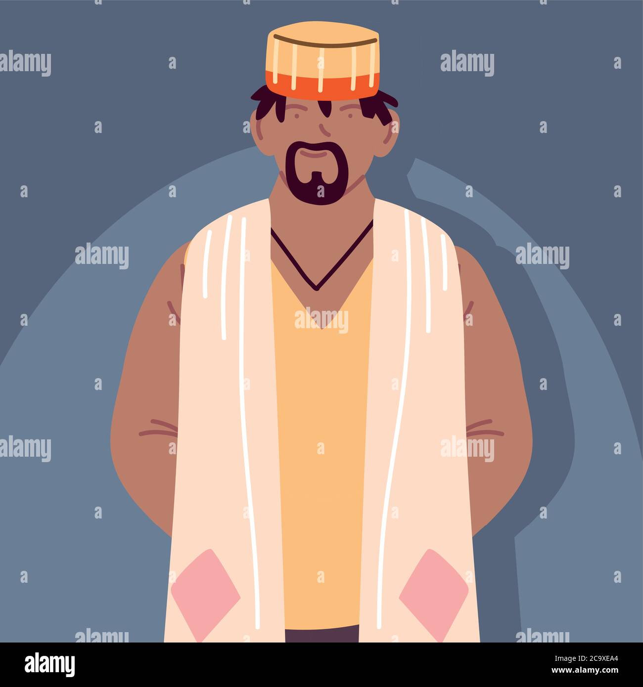 portrait of man with traditional national costume of Africa vector ...
