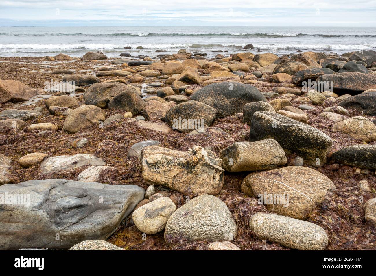 Rocks, stones, pebbles on a beach near Newport, Rhode Island Stock ...