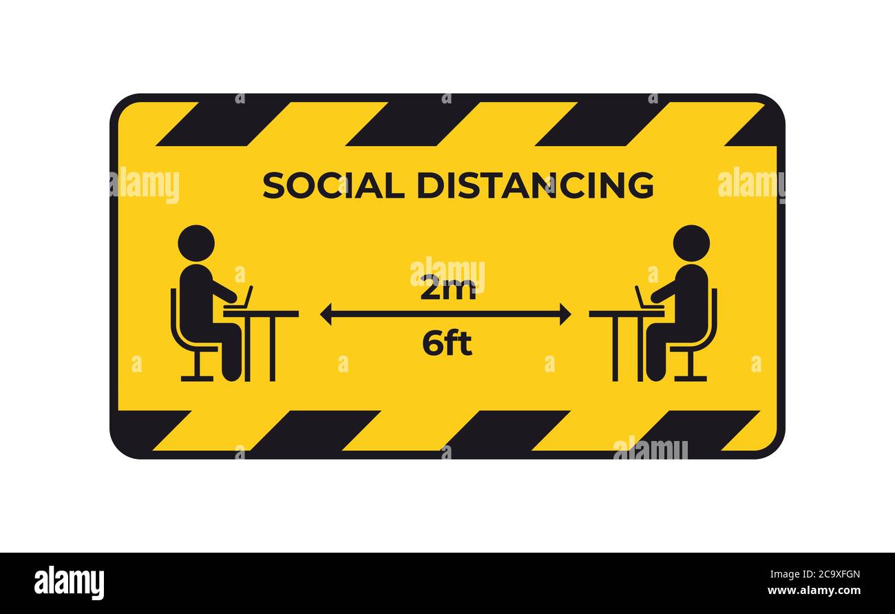 warning sign for social distancing coronavirus pandemic protection ...