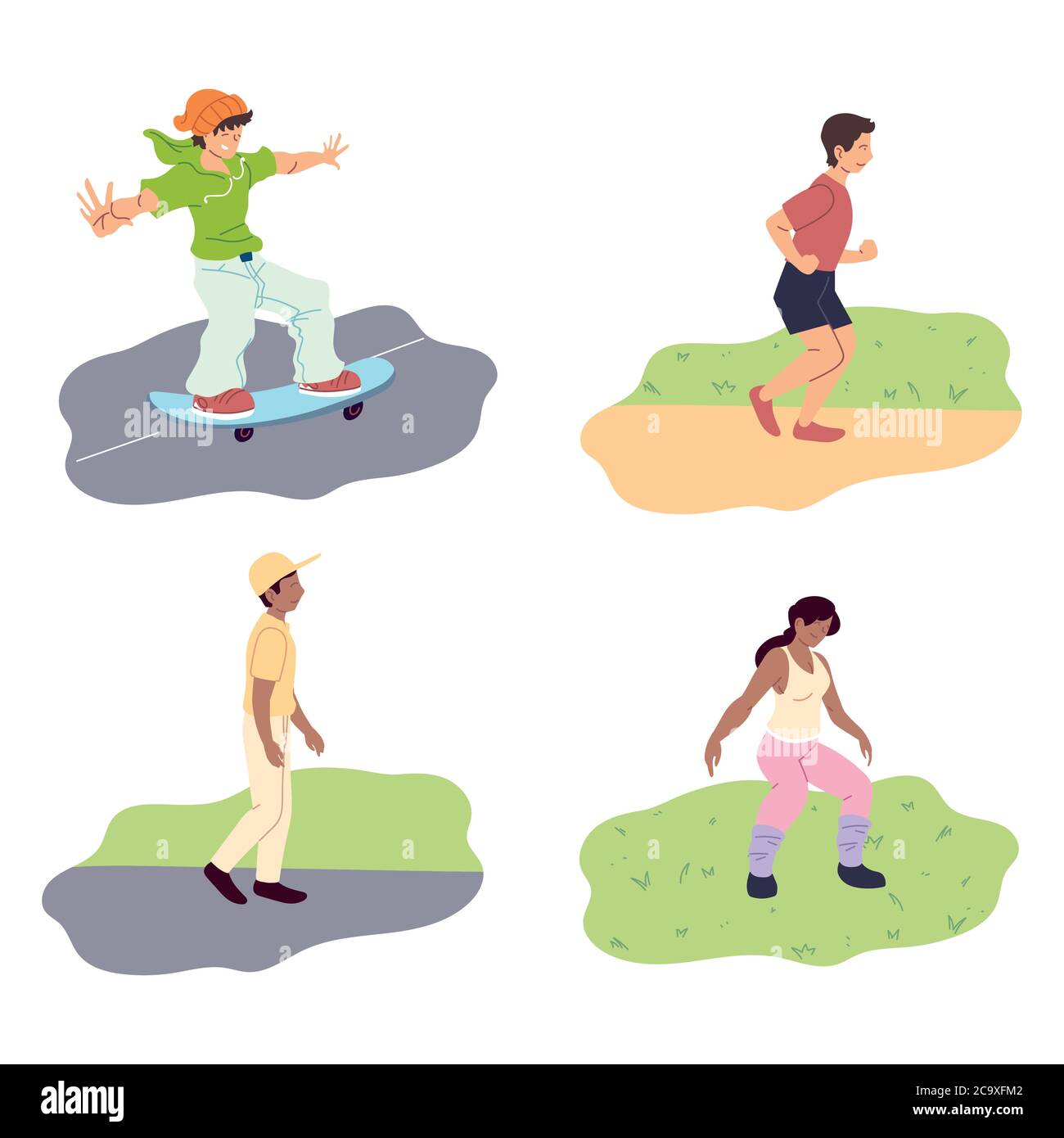 set of people doing outdoor activities vector illustration design Stock ...