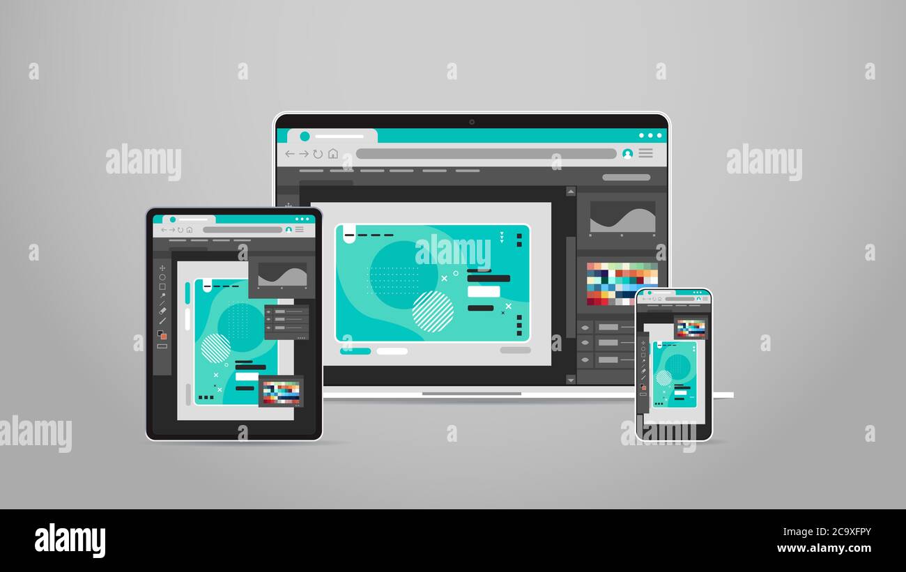 laptop tablet and smartphone screns cross platform application development adaptive user ...