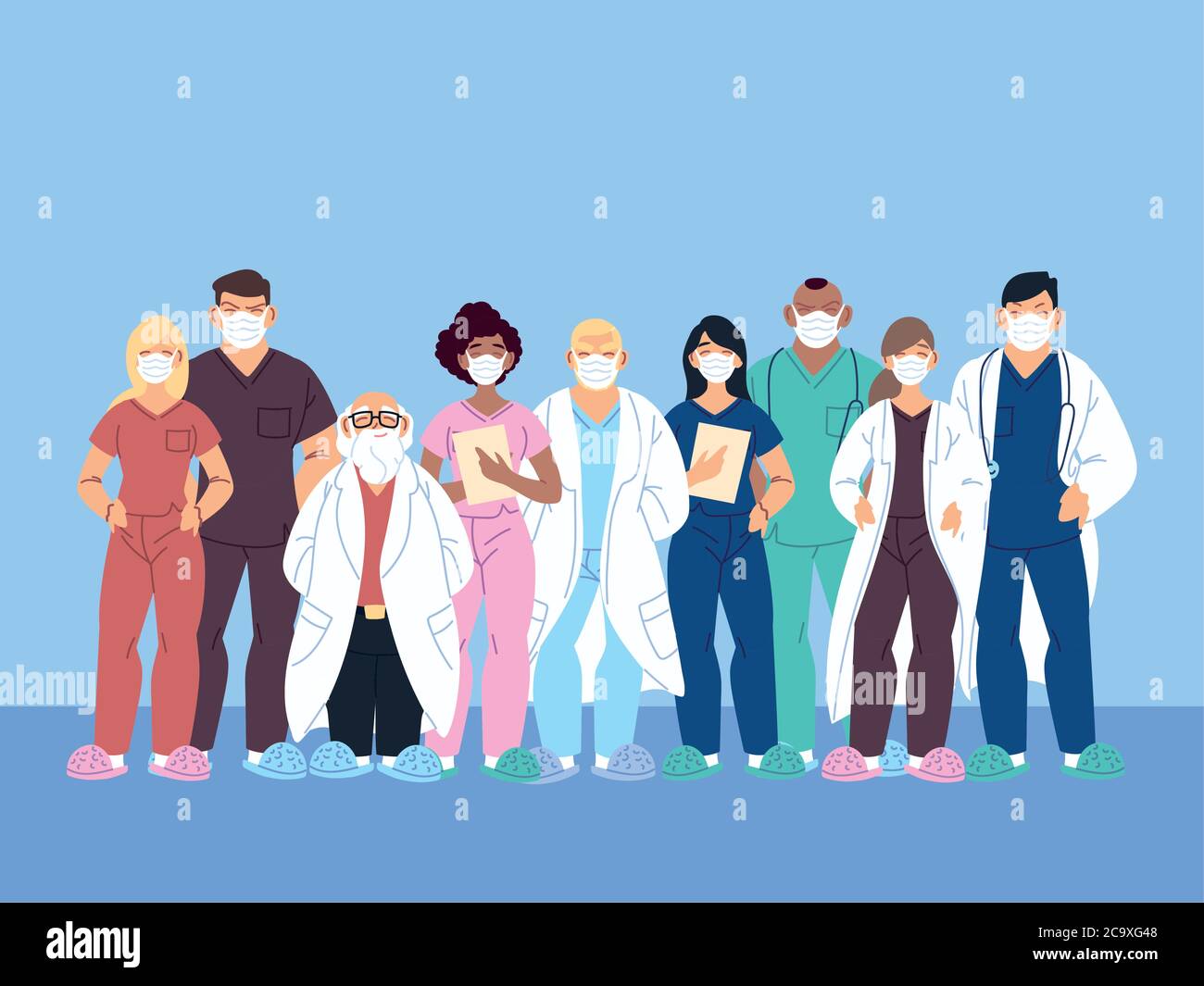healthcare workers, doctors and nurses vector illustration design Stock ...