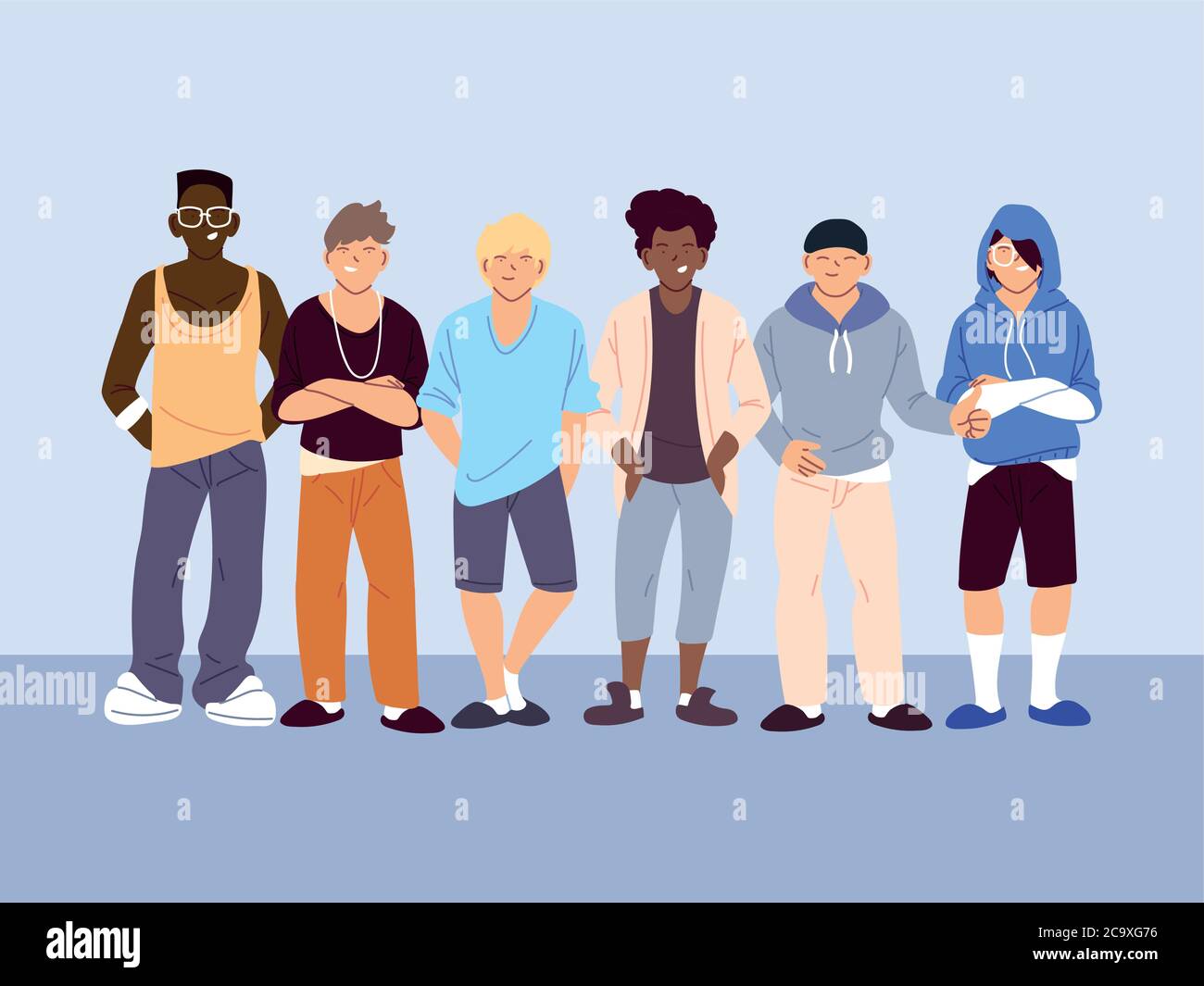 multicultural people, men with different in casual clothes vector ...