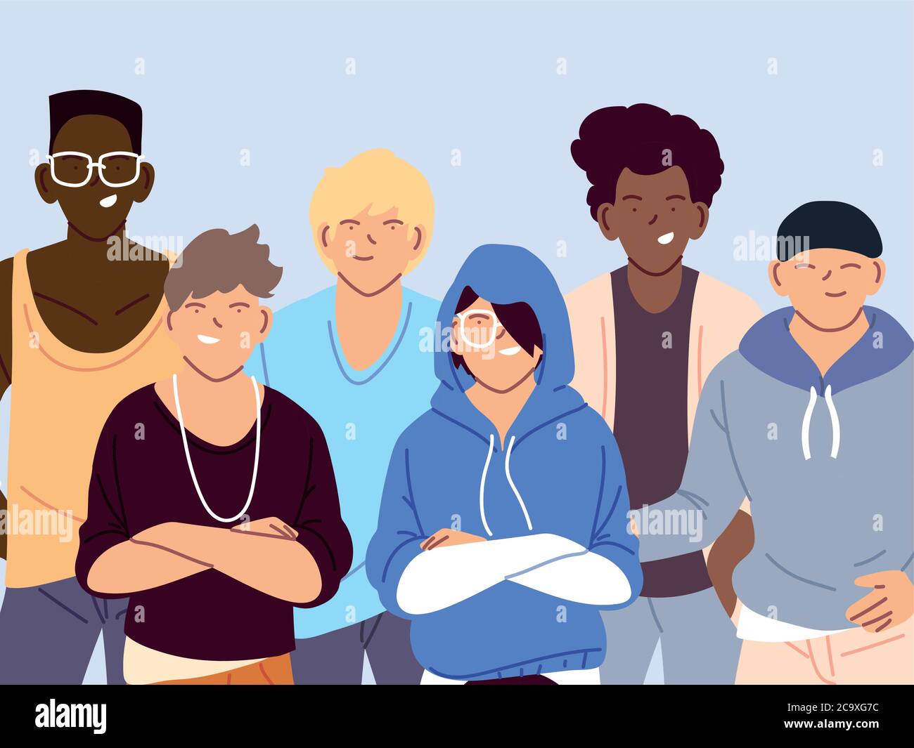 multicultural people, men with different in casual clothes vector ...