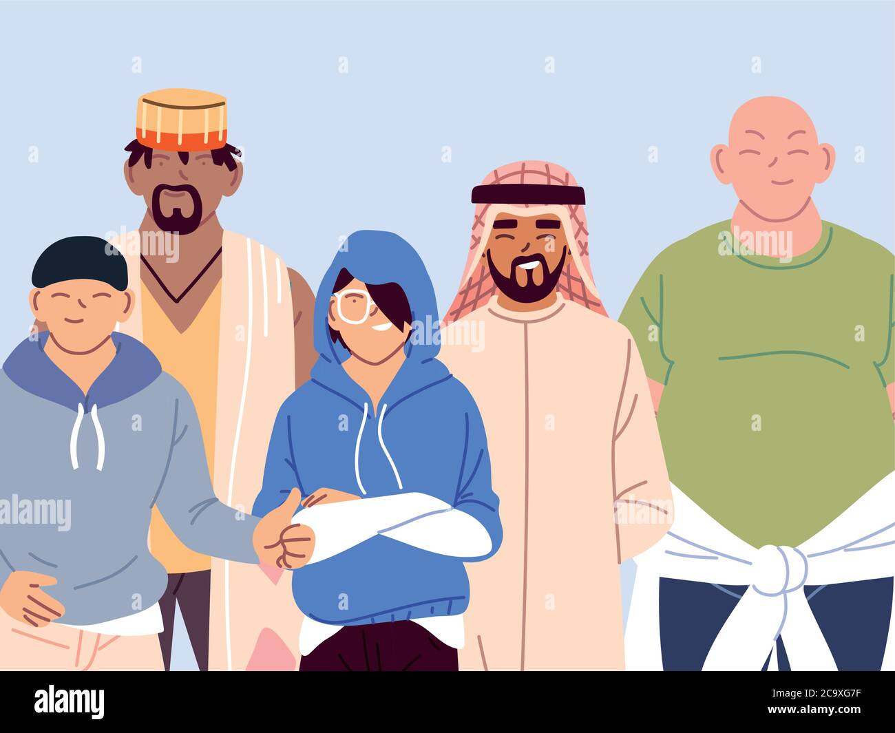 multicultural people, men with different in casual clothes vector ...