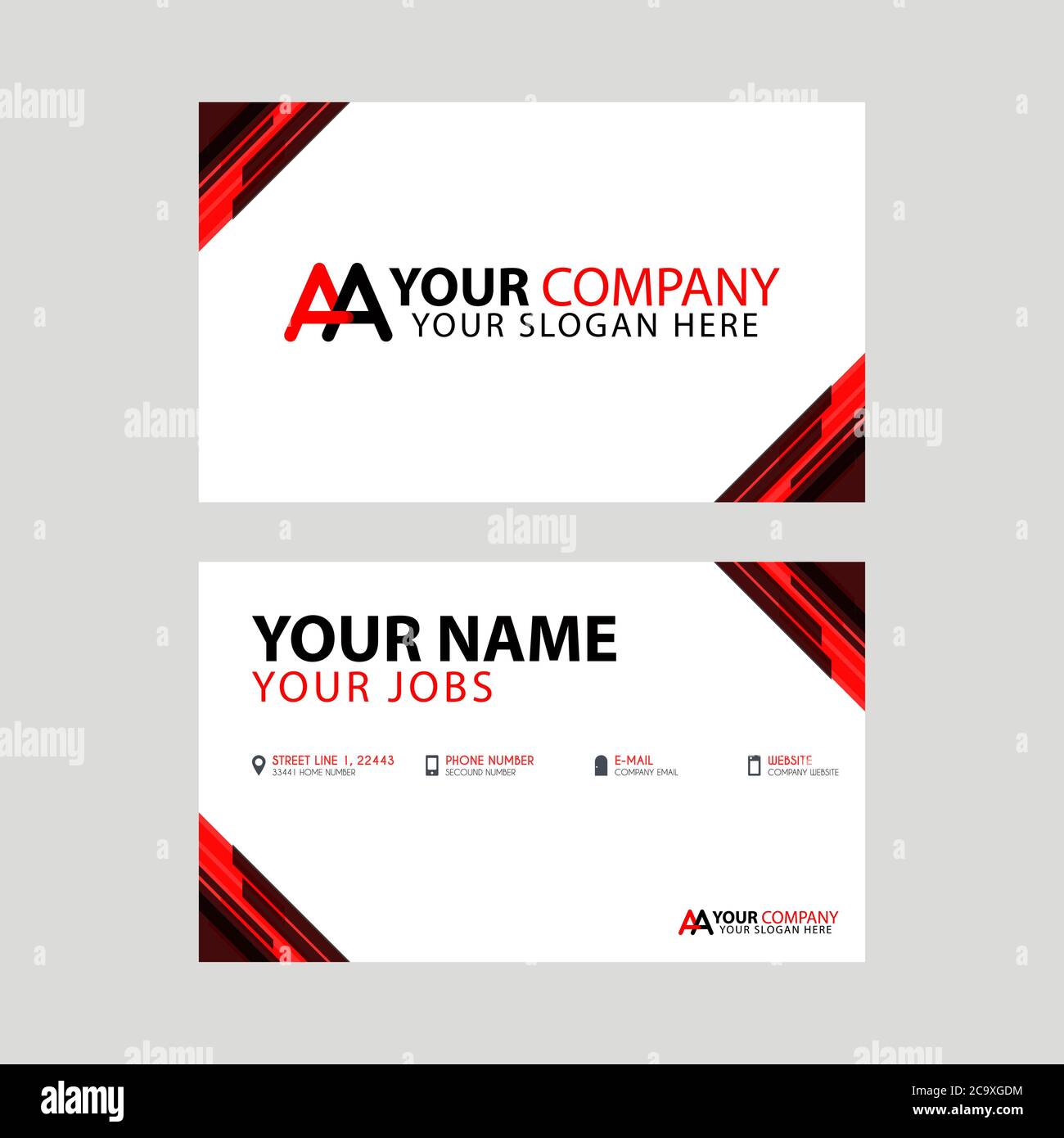 Simple business card is red black with AA logo Letter modern clean ...
