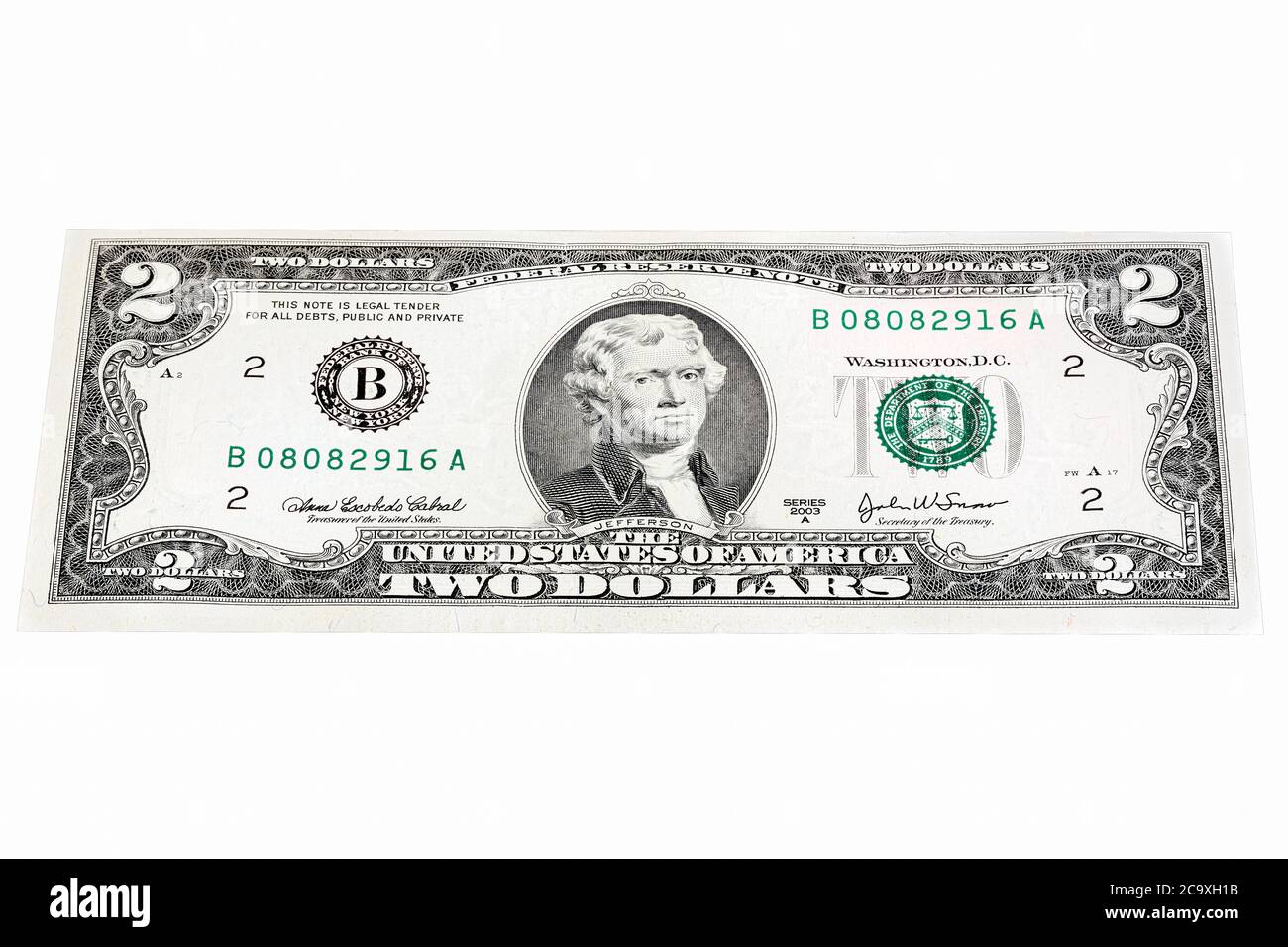 Stack of U.S. dollars background. Lucky 2 dollar bill. Made at an angle ...