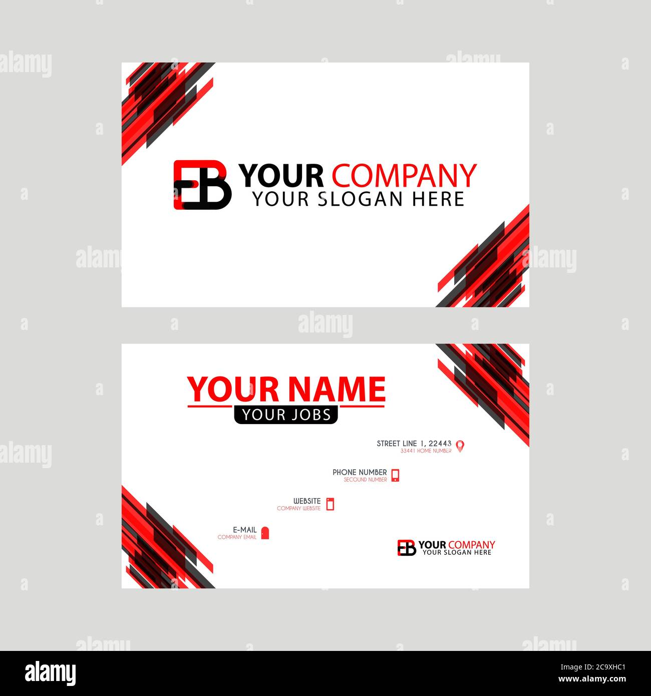 Letter EB logo in black which is included in a name card or simple ...