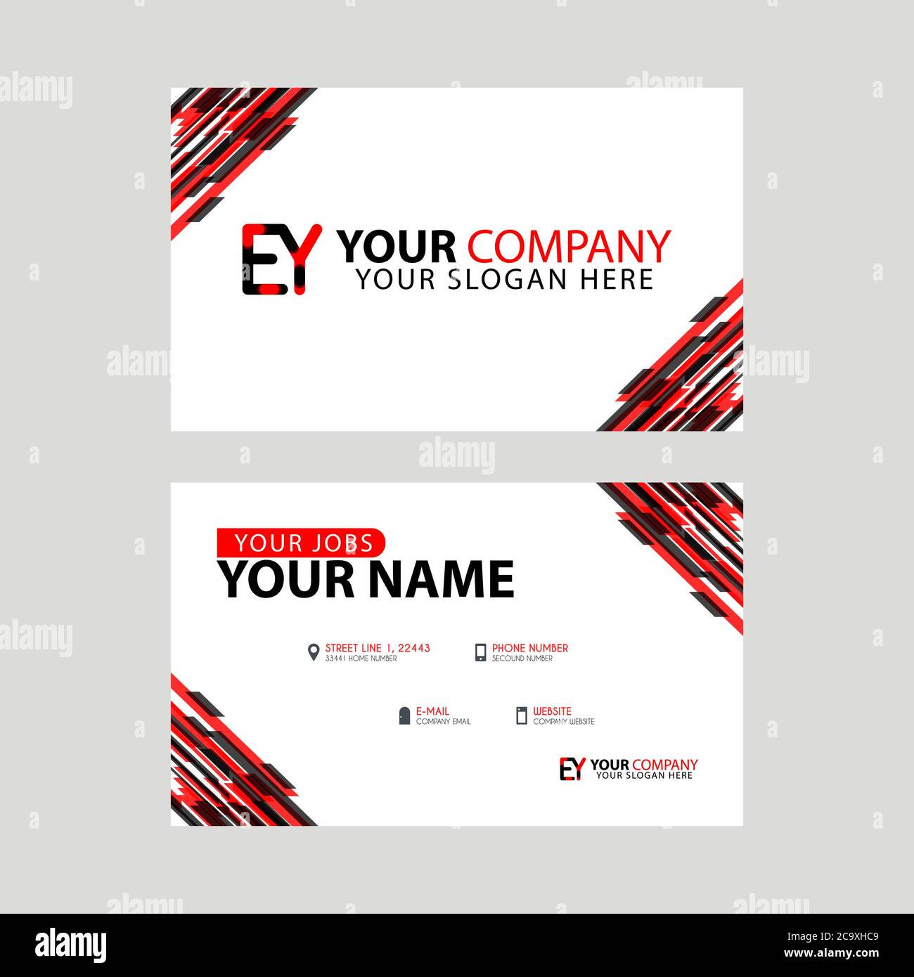 Letter EY logo in black which is included in a name card or simple ...