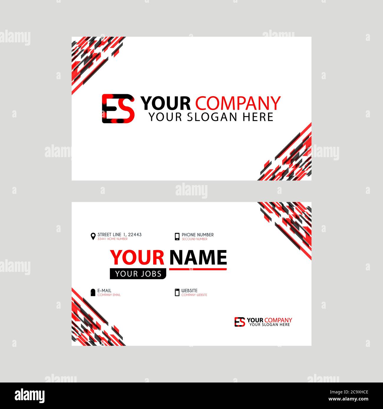 Letter ES logo in black which is included in a name card or simple ...