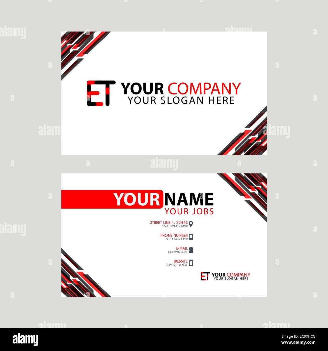 Letter ET logo in black which is included in a name card or simple ...