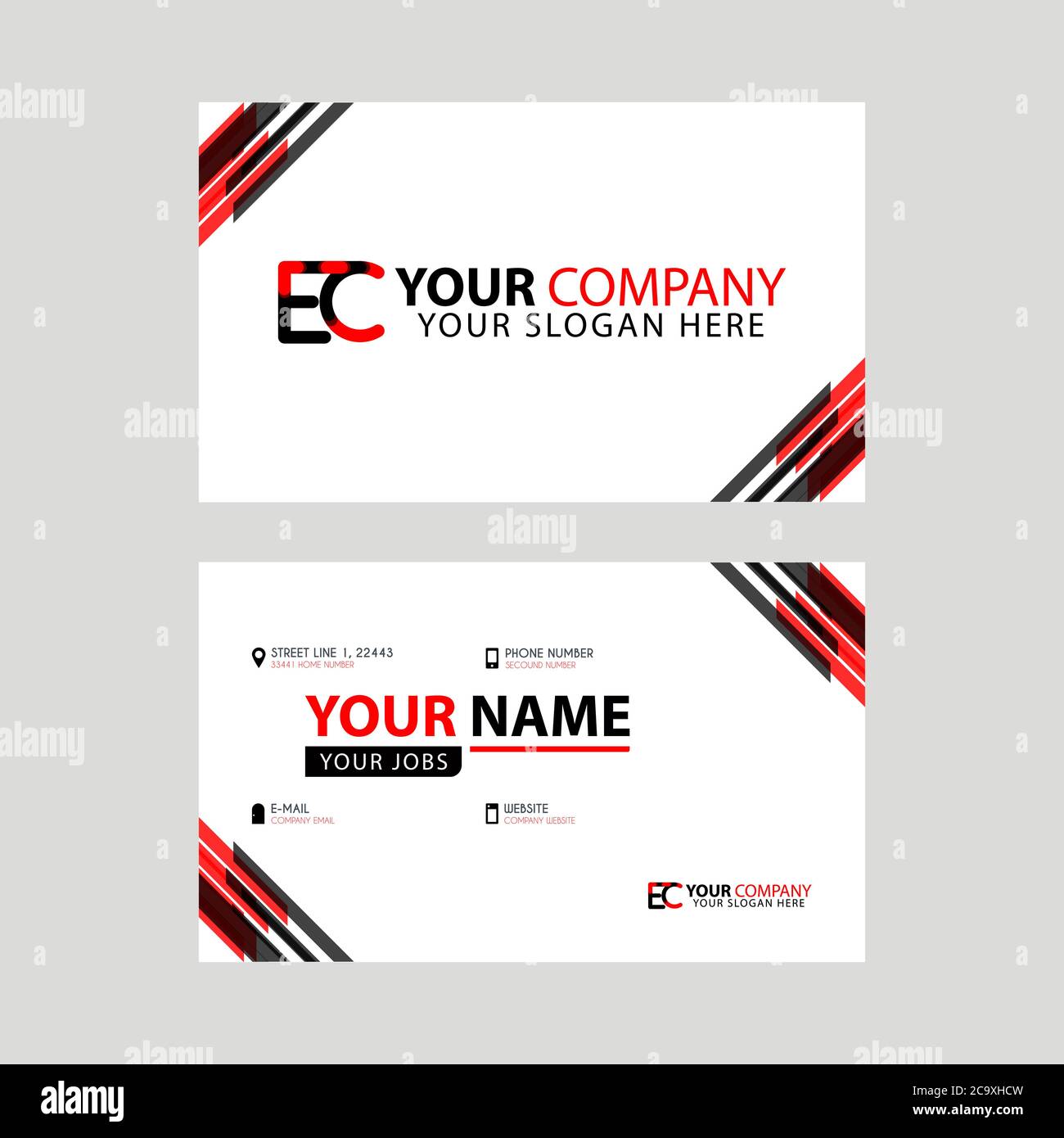 Letter EC logo in black which is included in a name card or simple ...