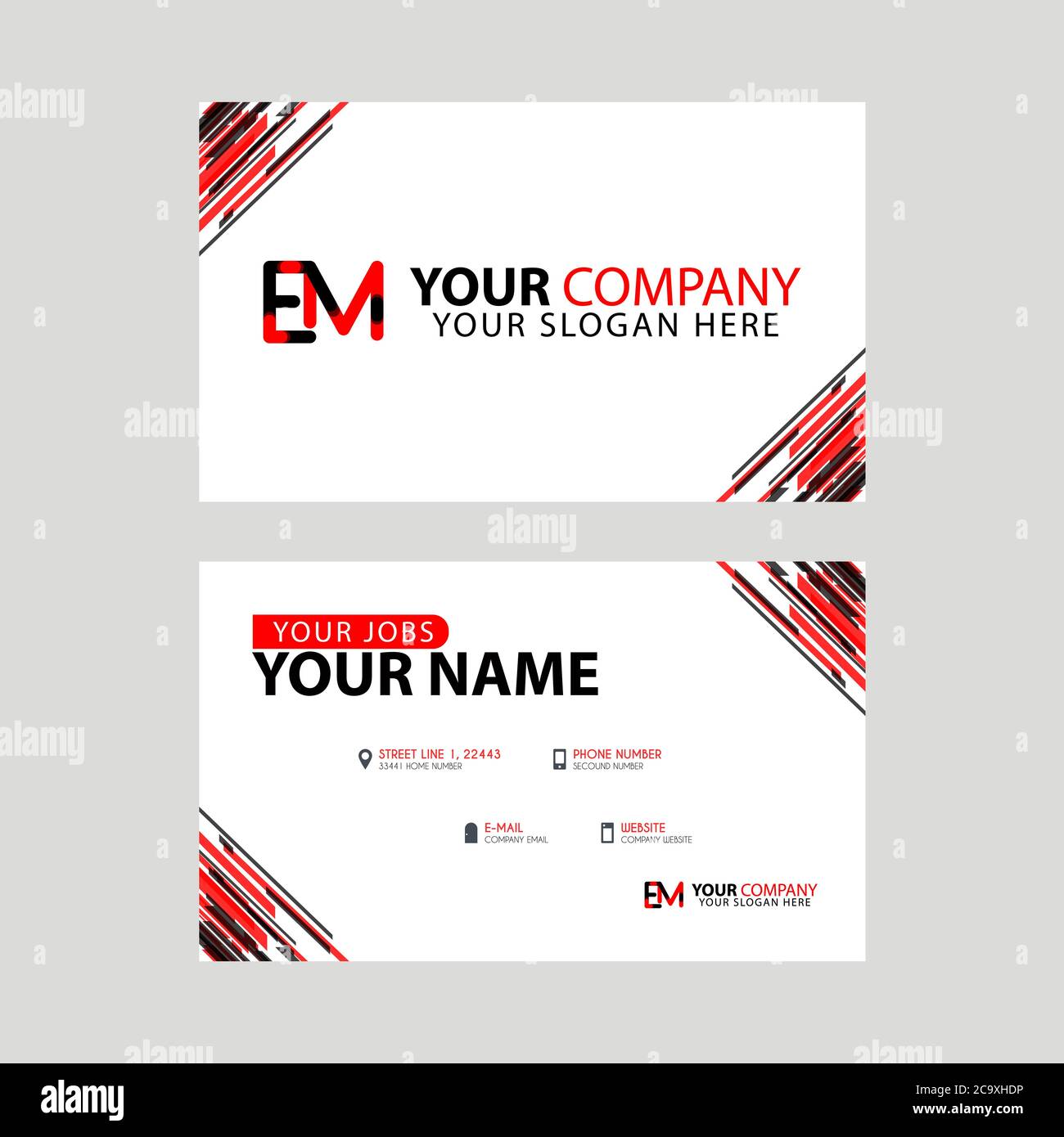 Letter EM logo in black which is included in a name card or simple ...