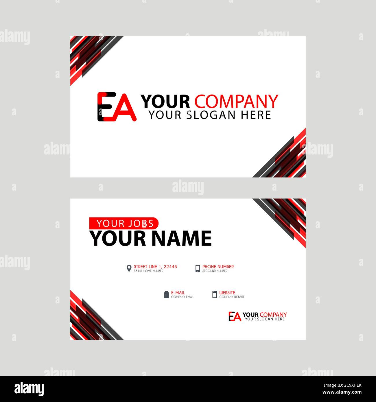Letter EA logo in black which is included in a name card or simple ...