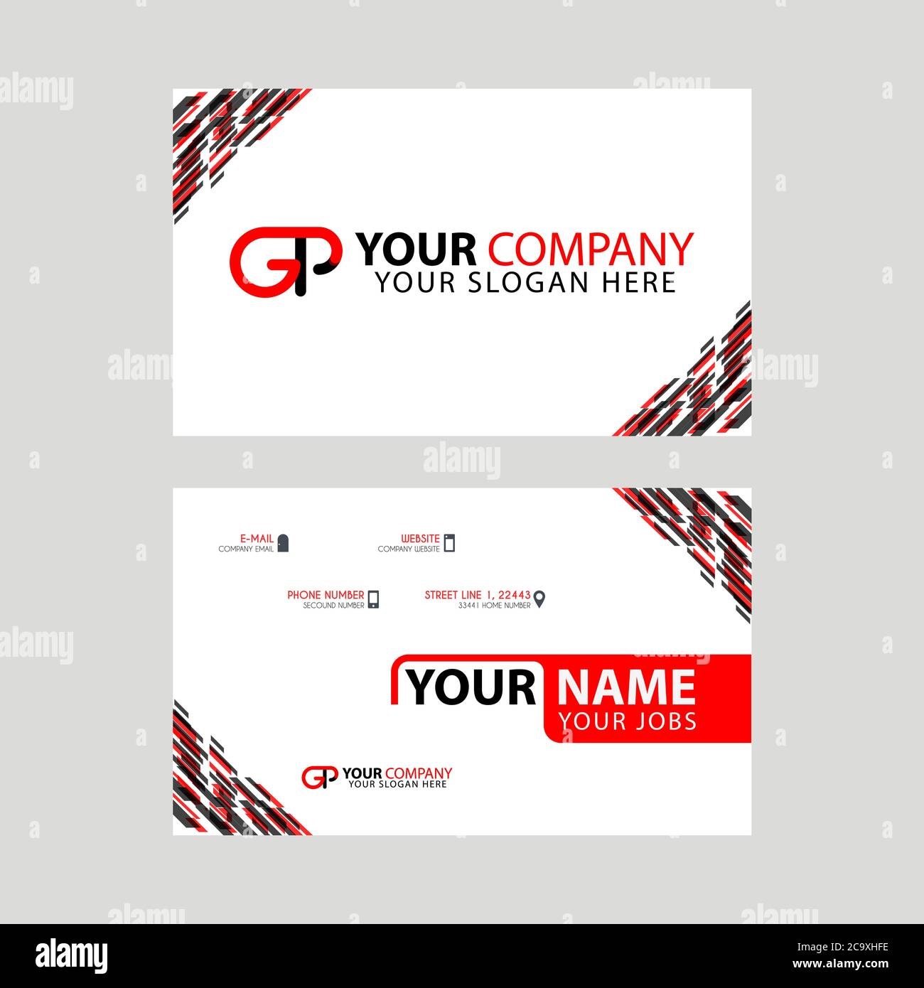 Modern simple horizontal design business cards. with GP Logo inside and ...