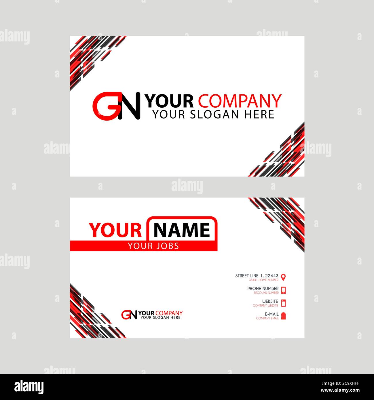 Modern simple horizontal design business cards. with GN Logo inside and ...