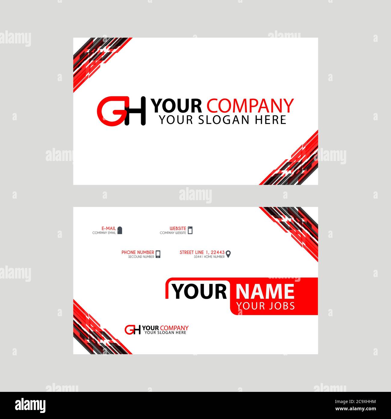 Modern simple horizontal design business cards. with GH Logo inside and ...