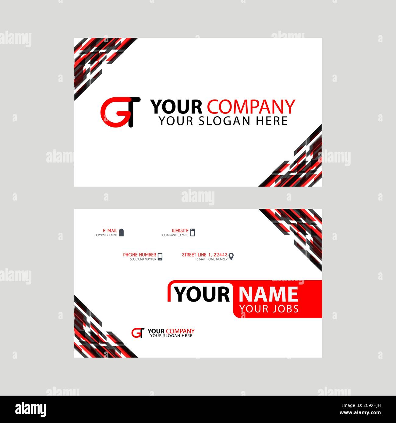 Modern simple horizontal design business cards. with GT Logo inside and ...