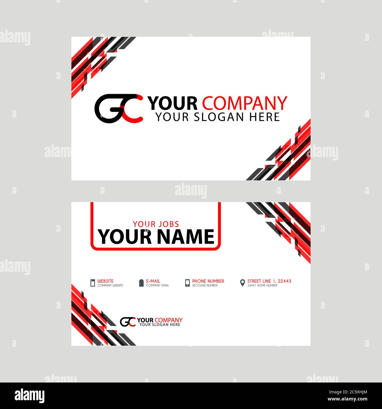 Modern simple horizontal design business cards. with GC Logo inside and ...