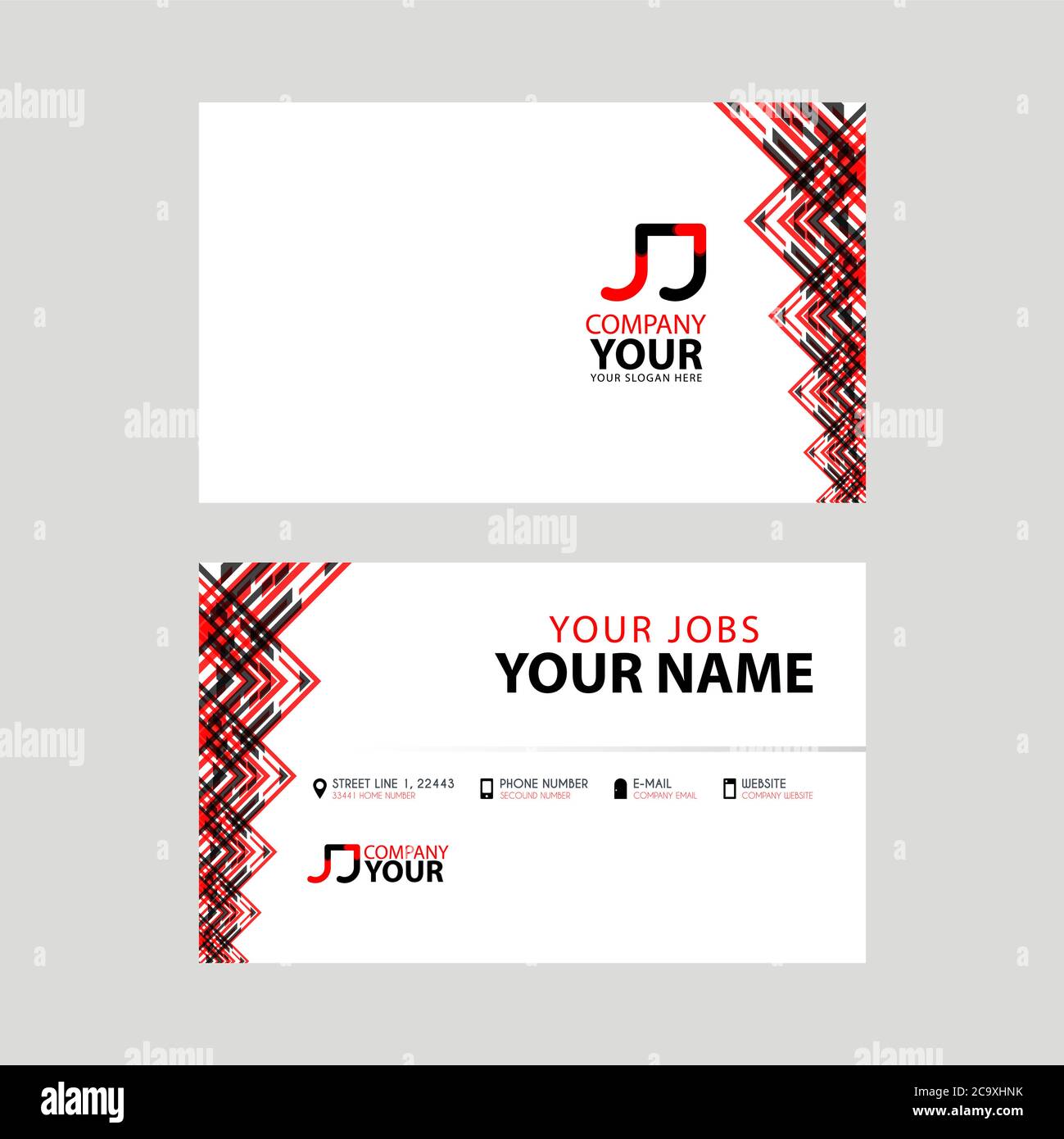 The JJ logo on the red black business card with a modern design is ...