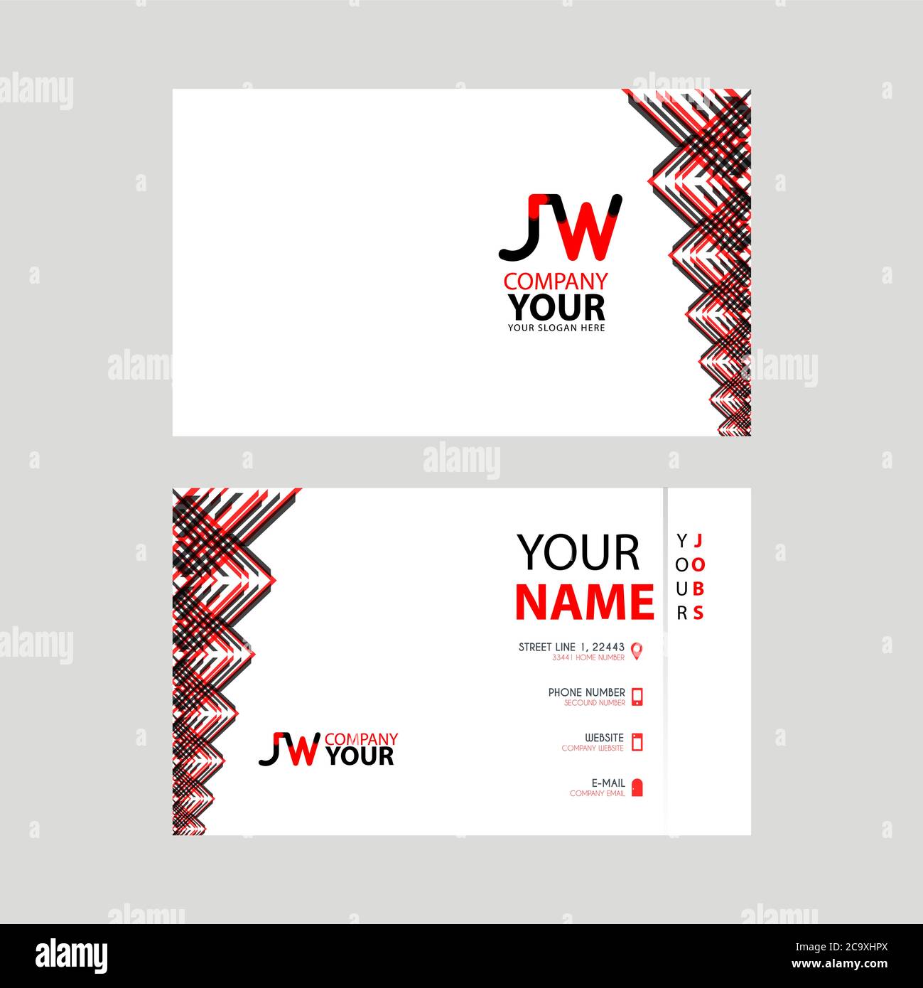 The JW logo on the red black business card with a modern design is ...