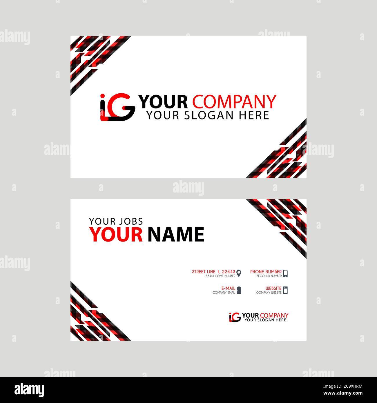 Horizontal name card with decorative accents on the edge and bonus IG ...