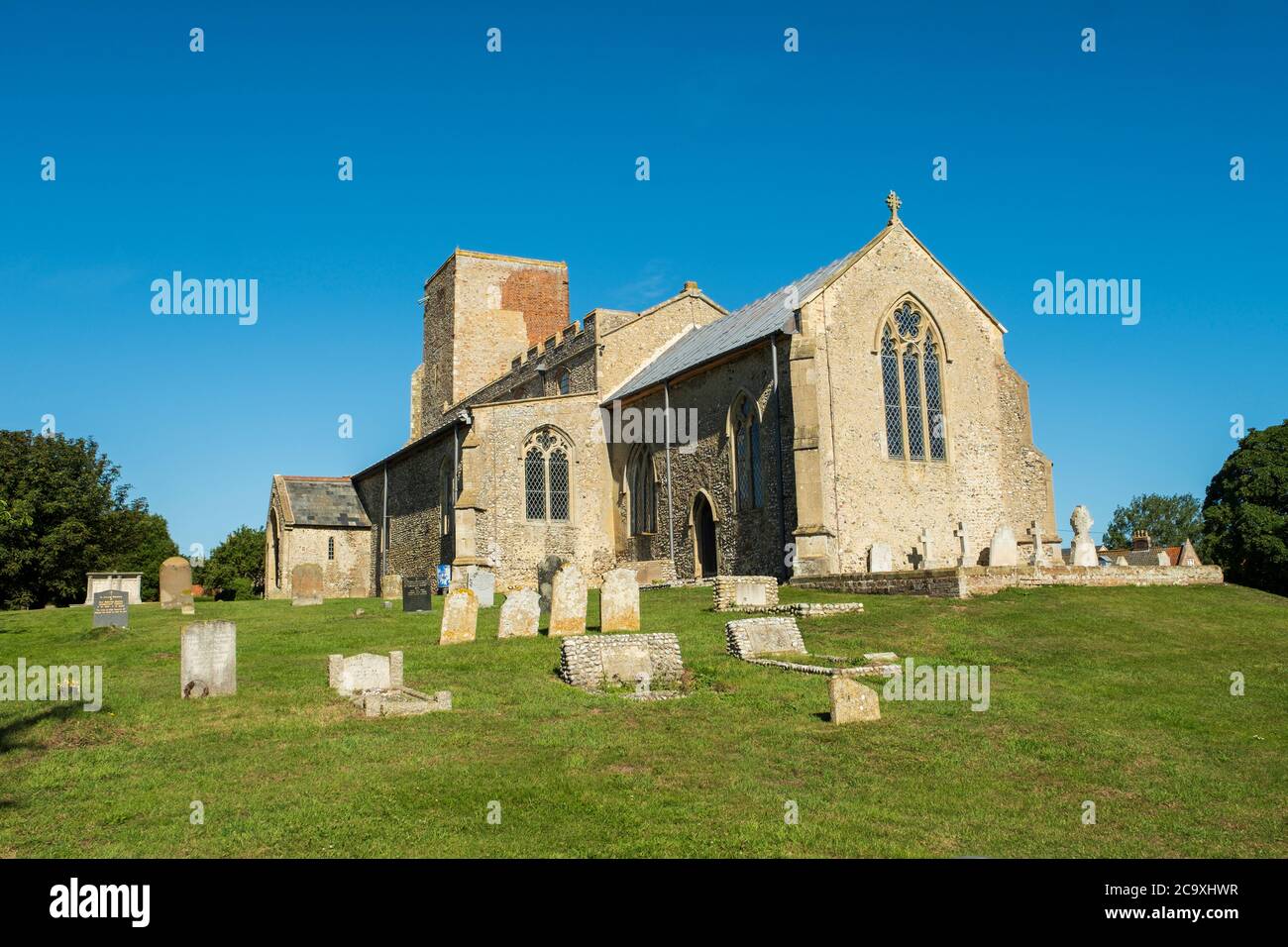 The tower of Morston church collapsed after a lightening strike Stock ...