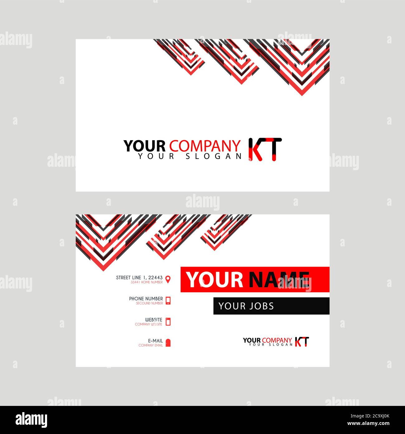 The new simple business card is red black with the KT logo Letter bonus ...