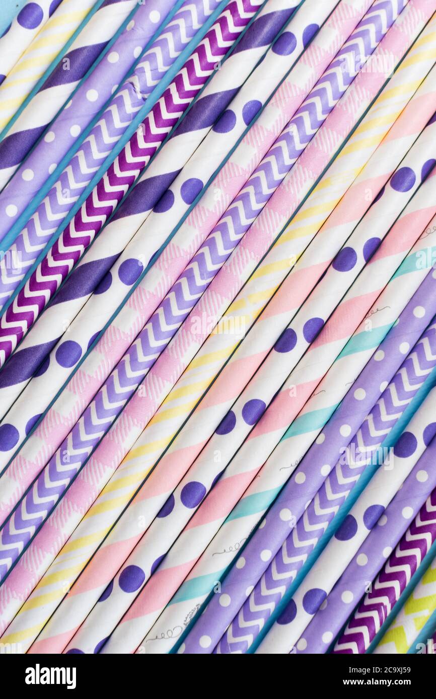 Colorful paper drinking straws texture background. Zero waste ...