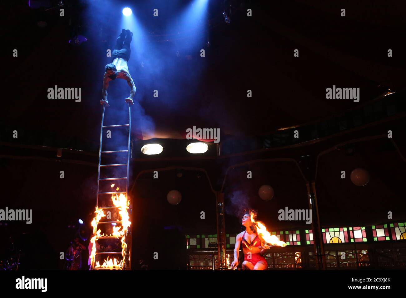 The circus-cabaret ‘LIMBO’ perform during a media preview event at The ...
